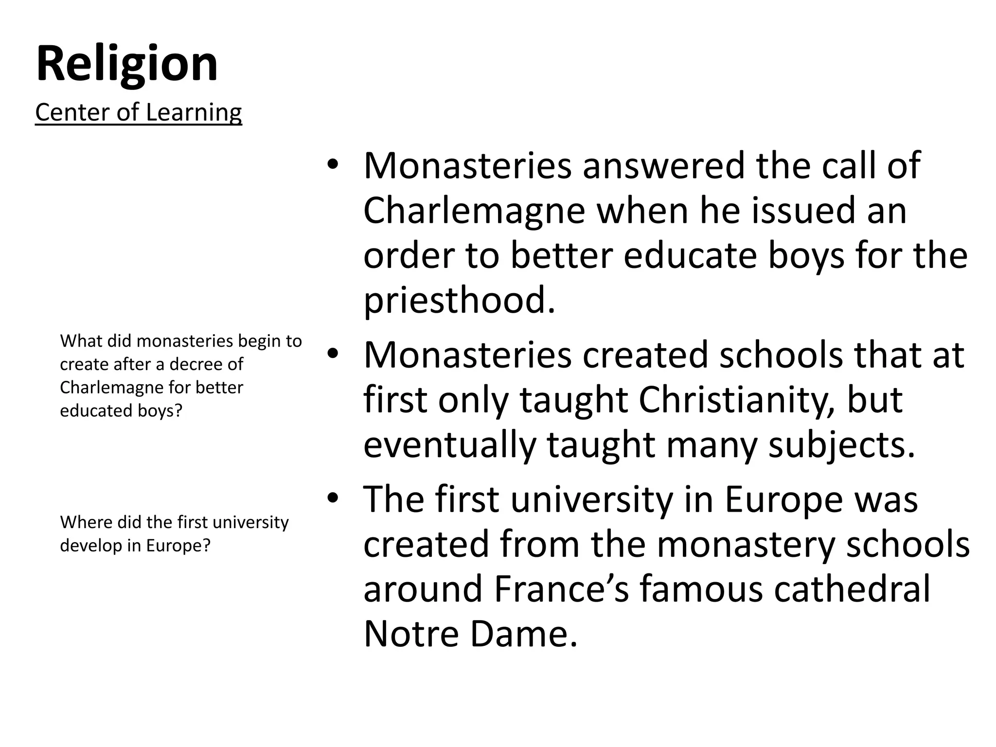 Medieval Europe Lesson 4 - The Catholic Church | PPTX