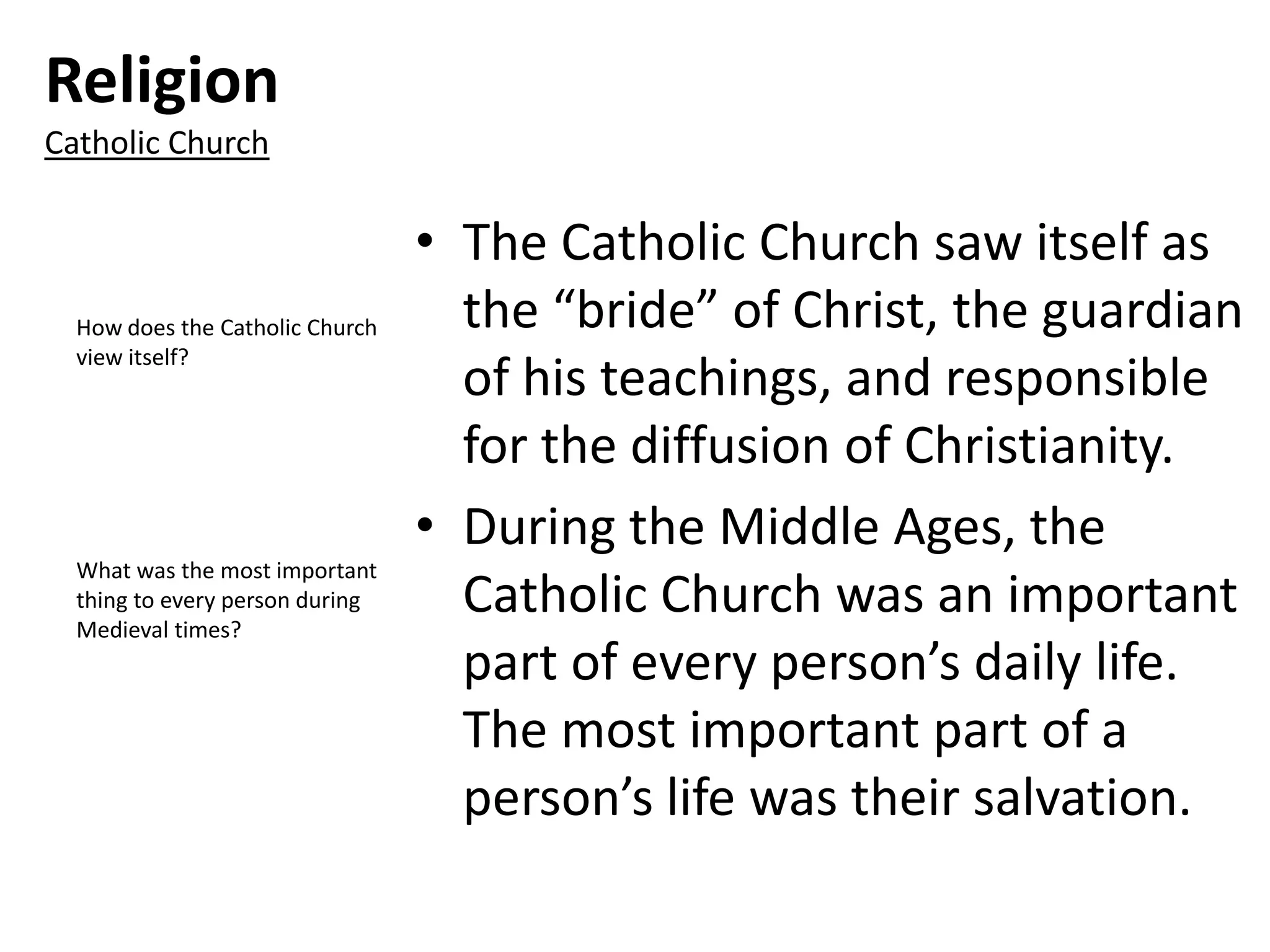 Medieval Europe Lesson 4 - The Catholic Church | PPTX