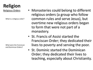 Medieval Europe Lesson 4 - The Catholic Church | PPTX