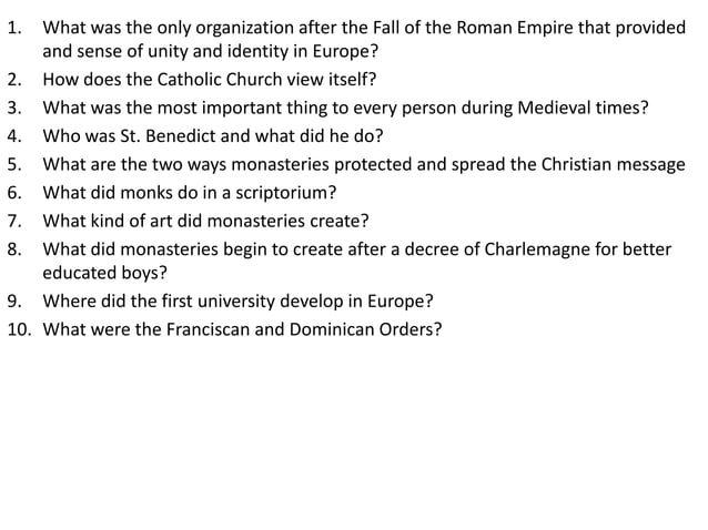 Medieval Europe Lesson 4 - The Catholic Church | PPTX | Christianity ...