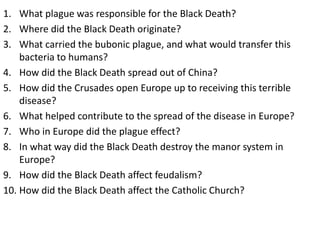 Medieval Europe Lesson 6 - The Black Death | PPTX