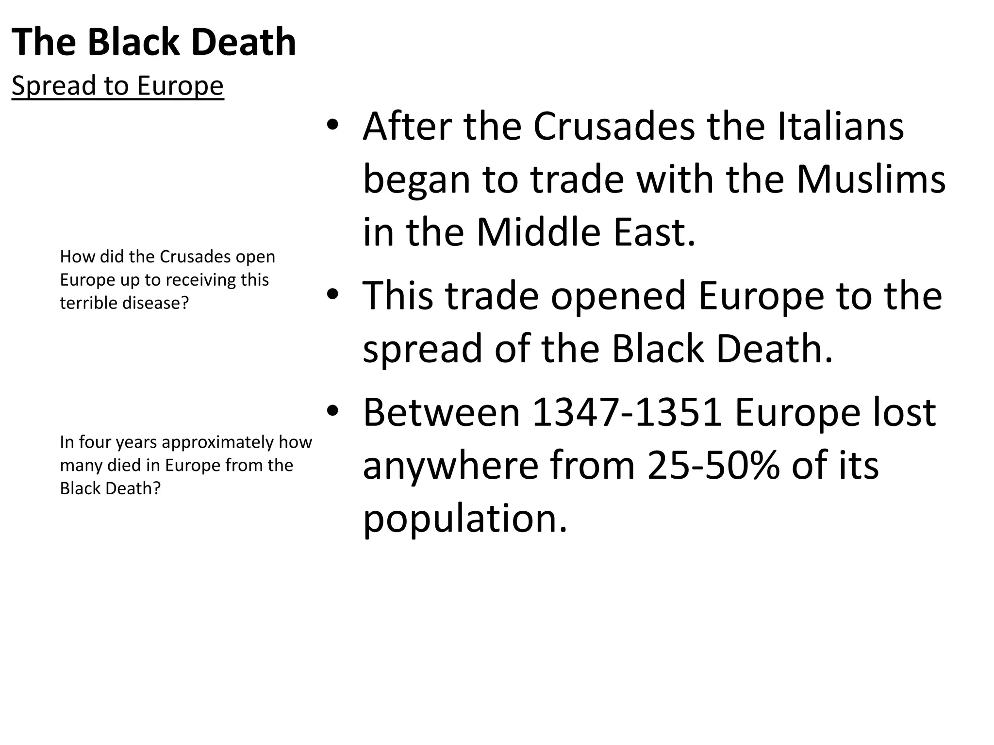 Medieval Europe Lesson 6 - The Black Death | PPTX