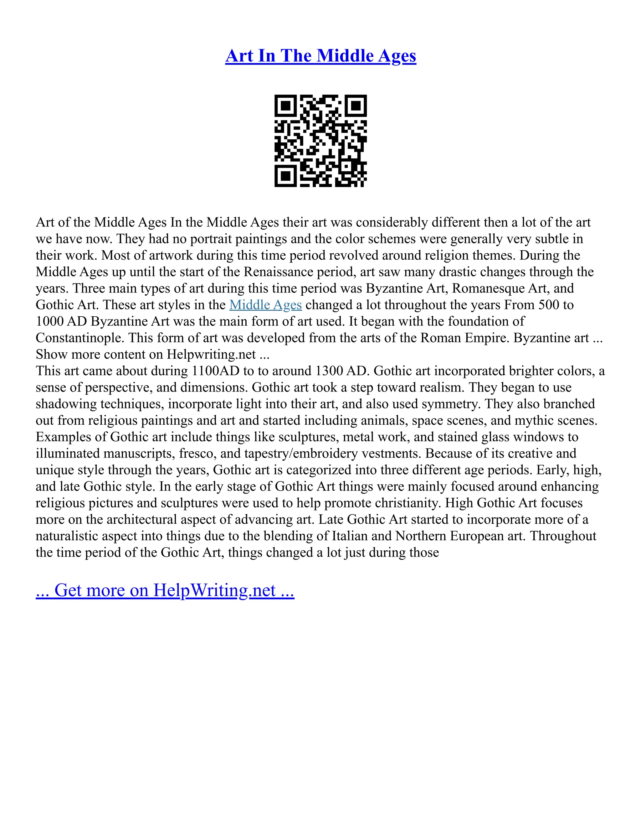 Medieval Gothic Art | PDF