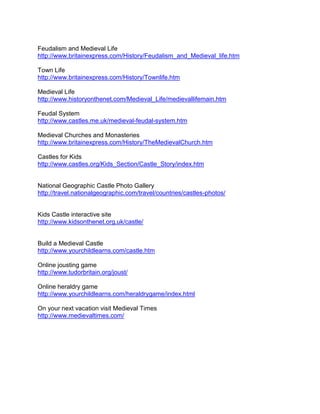 Medieval life research project | PDF