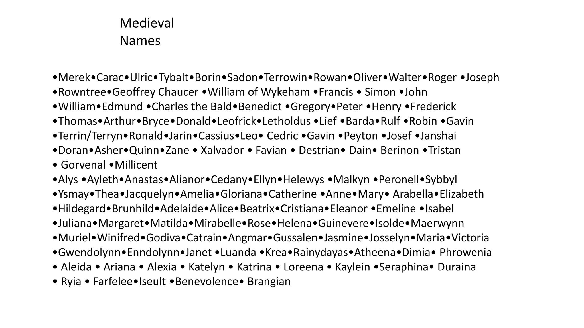 Medieval Names | PPTX