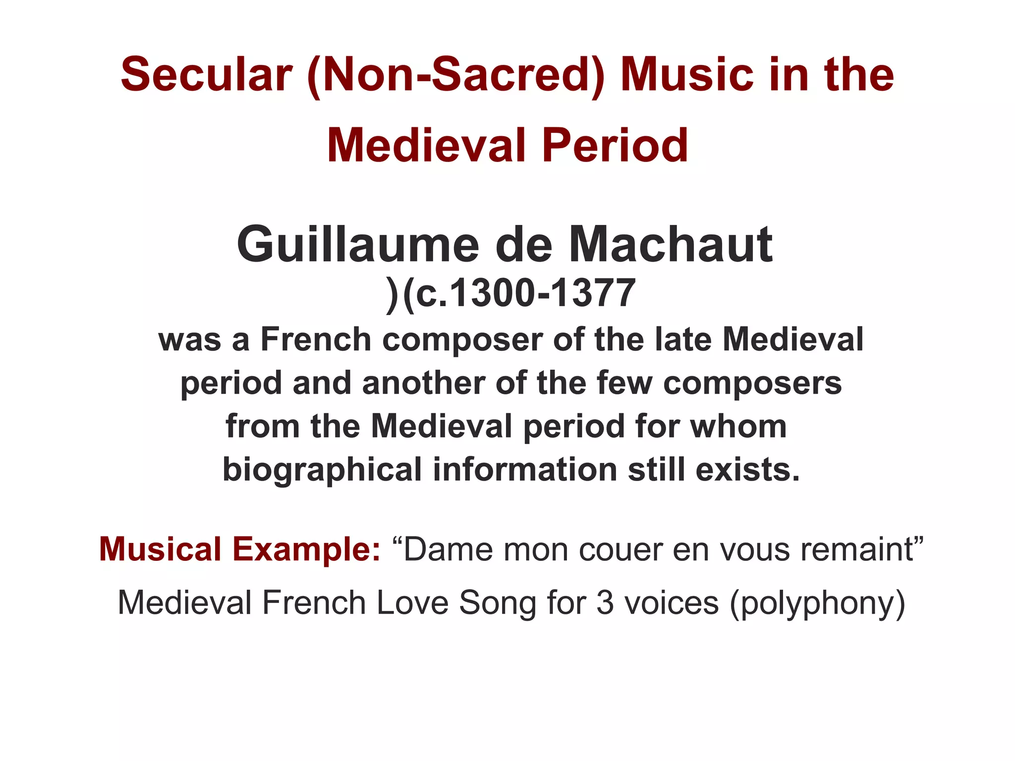 Music of the Medieval Period | PPT