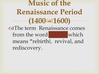 Medieval, renaissance and baroque period music quarter 1 | PPTX