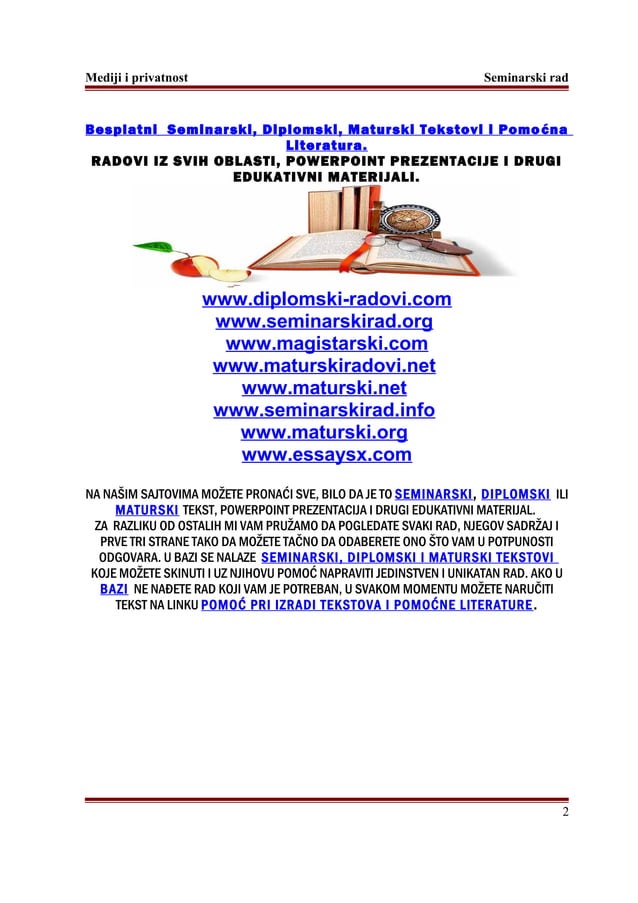 Mediji i privatnost | PDF