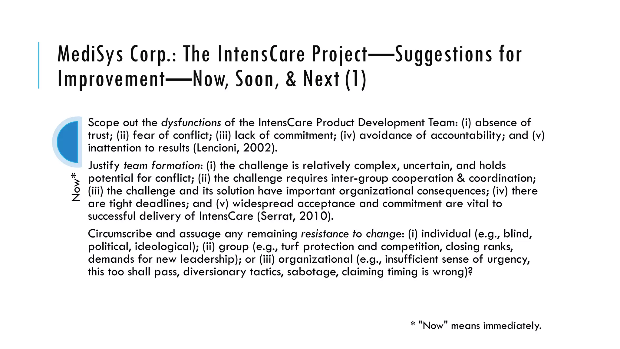 MediSys Corp.: The IntensCare Product Development Team | PDF