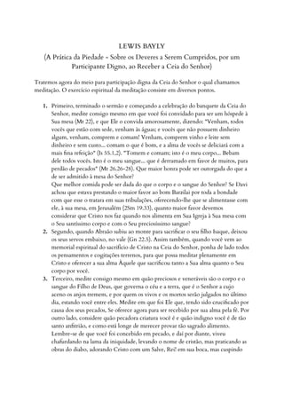 Meditações puritanas para a ceia do senhor | PDF
