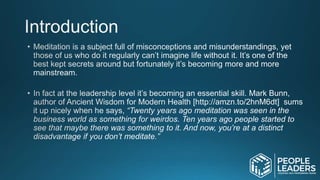 Meditation - Your Secret Leadership Weapon | PPTX | Hinduism | Religion ...