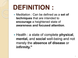 Meditation and health | PPT