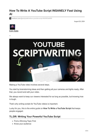 How To Write A YouTube Script INSANELY Fast Using AI | PDF