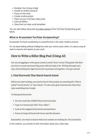 How To Write A YouTube Script INSANELY Fast Using AI | PDF