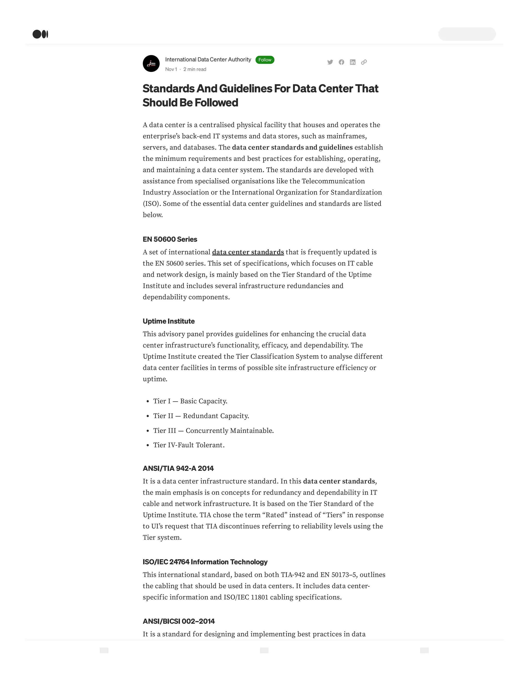 Standards And Guidelines For Data Center That Should Be Followed | PDF