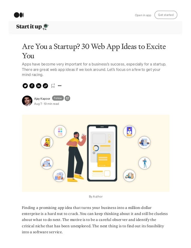 Are You a Startup? 30 Web App Ideas to Excite You | PDF