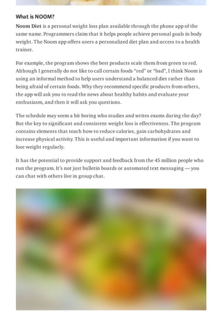 What Is Noom Diet? | PDF | Nutrition | Healthy Living