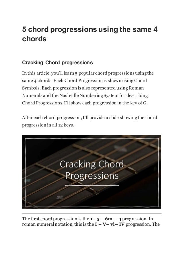 5 chord progressions using the same 4 chords | DOCX