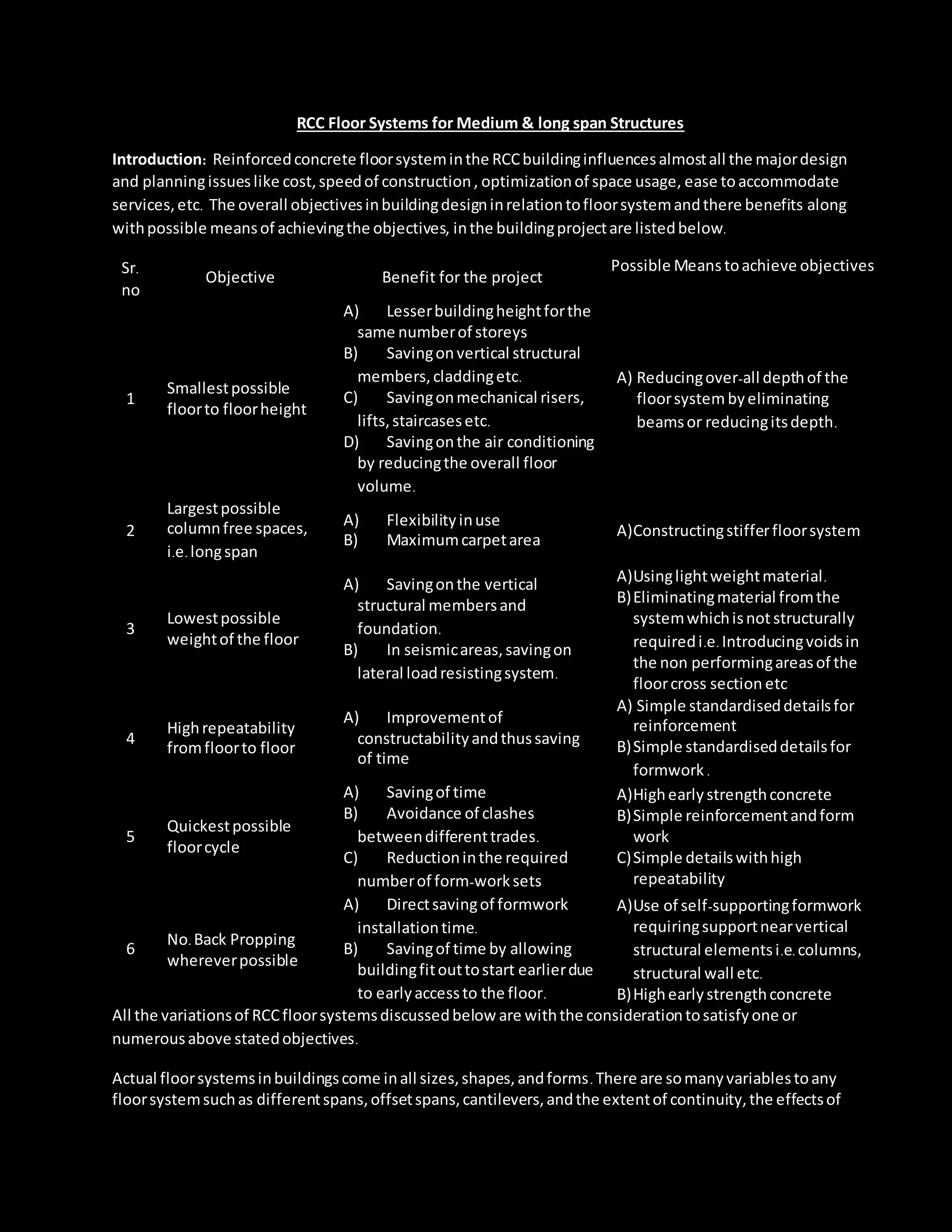 Medium span rcc flooring systems | DOCX