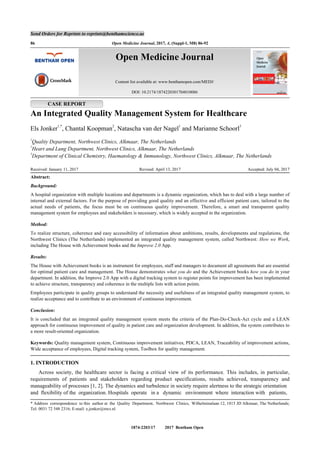 An integrated quality management system for healthcare | PDF