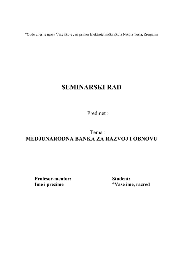 Medjunarodna banka za obnovu i razvoj | DOC