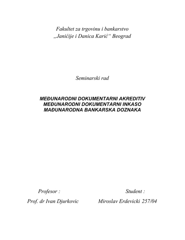 Medjunarodni dokumentarni akreditiv | PDF