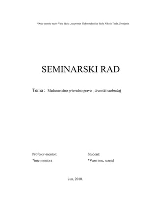 Medjunarodno privredno pravo drumski saobracaj | PDF