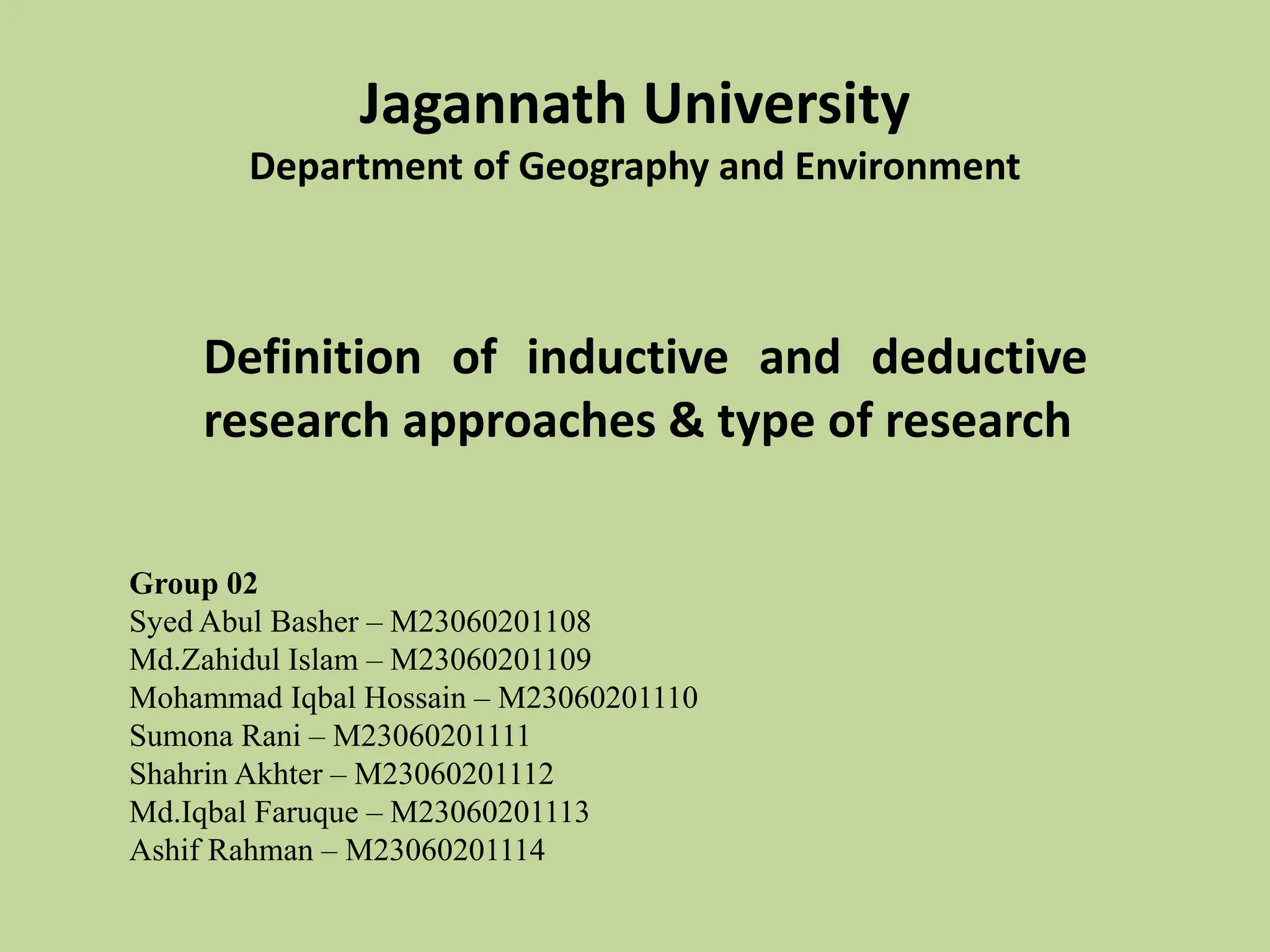 Definition of inductive and deductive research approaches & type of ...
