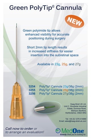 MedOne Green PolyTip Cannula | PDF
