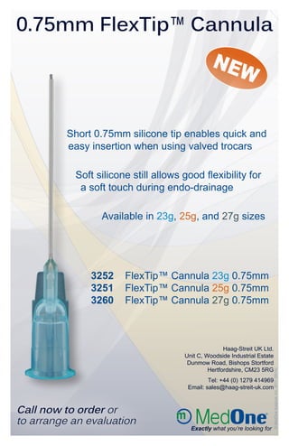 MedOne 0.75mm FlexTip Cannula flyer | PDF | Surgery | Medical Health
