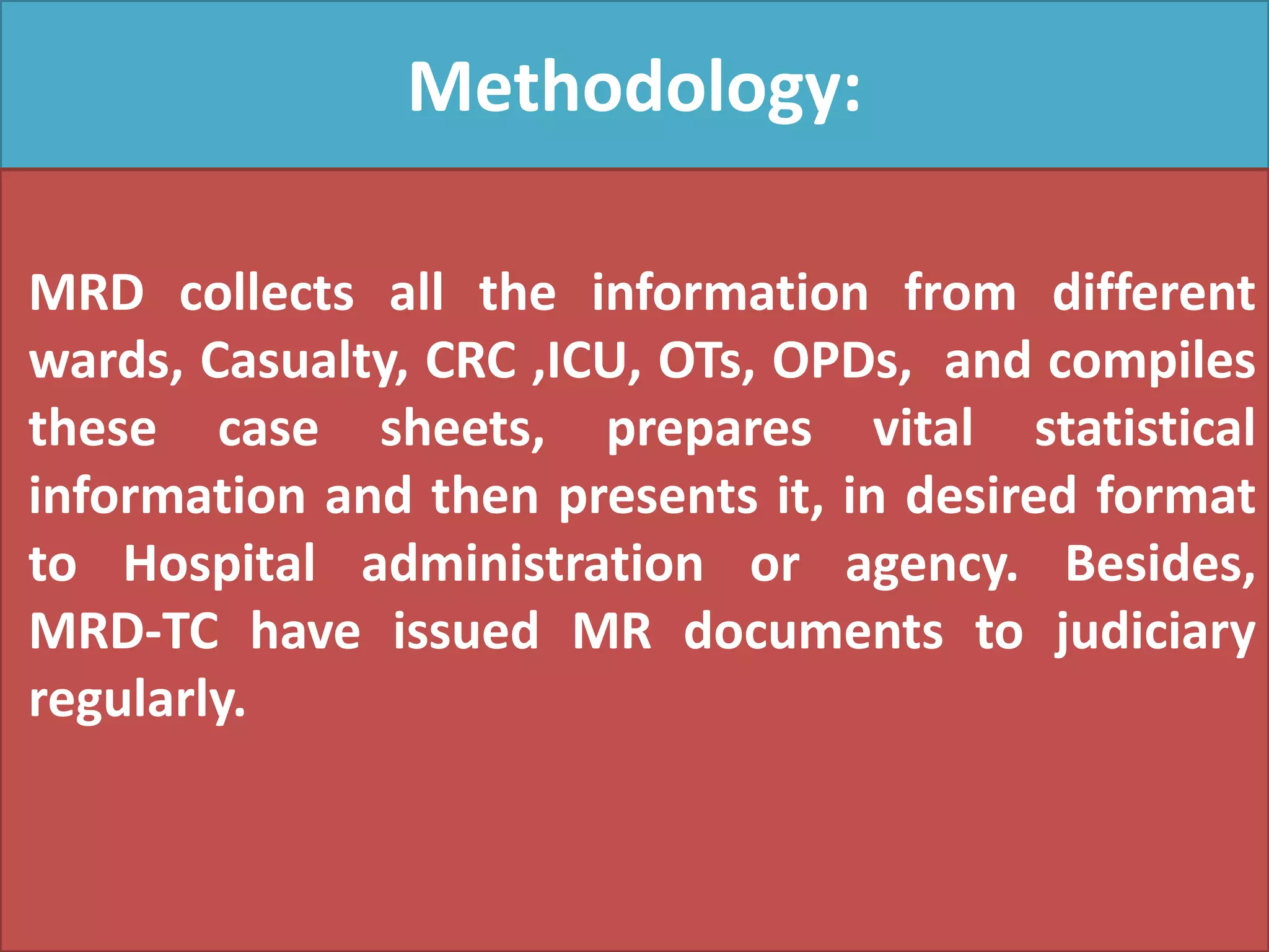 scientific paper on Role of MRD in Hospital Functioning | PPTX