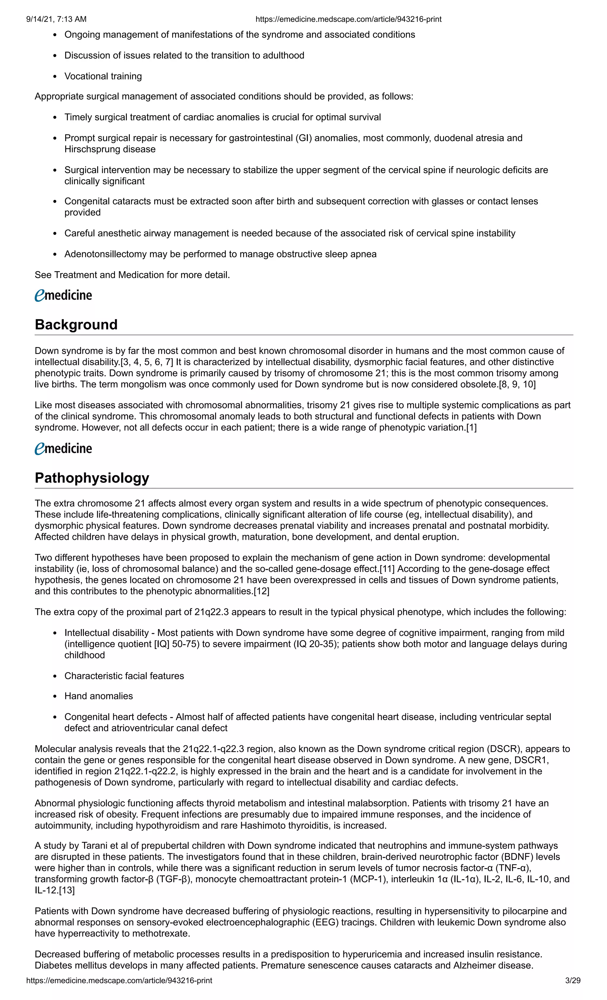 Down Syndrome (Medscape.com) | PDF