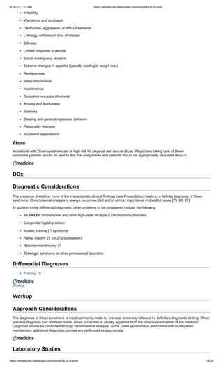 Down Syndrome (Medscape.com) | PDF
