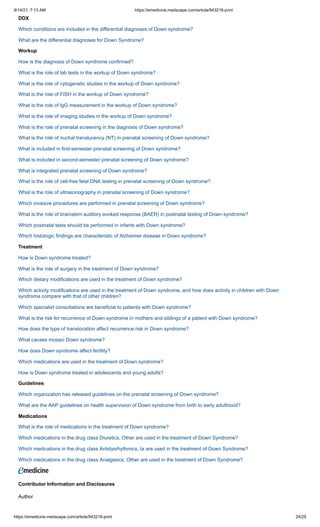 Down Syndrome (Medscape.com) | PDF