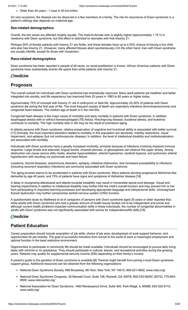 Down Syndrome (Medscape.com) | PDF