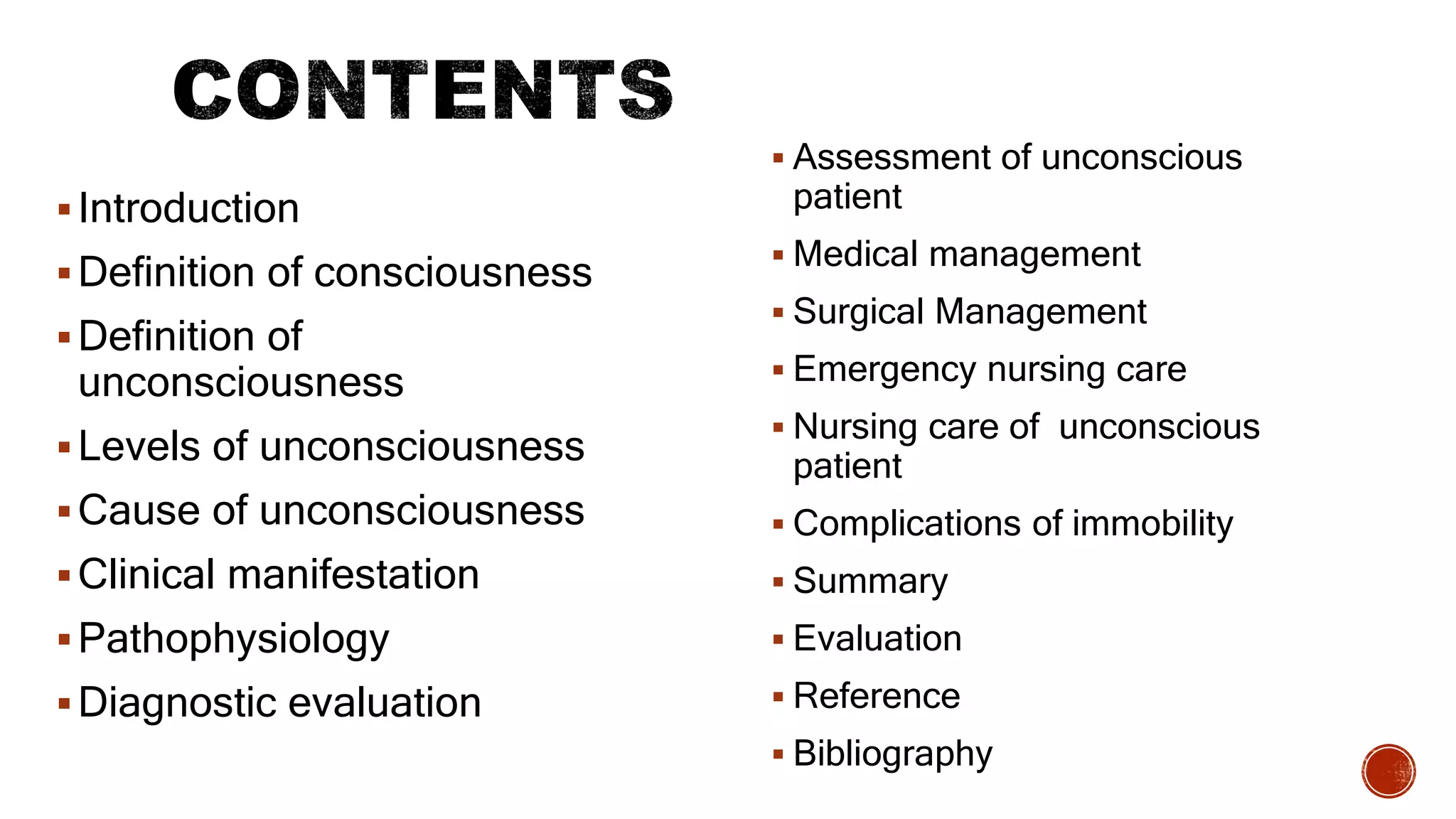 care of unconscious patient Med surg ppt | PPTX