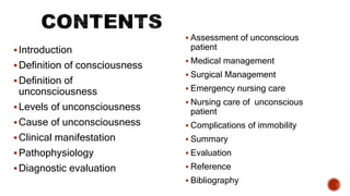 care of unconscious patient Med surg ppt | PPTX
