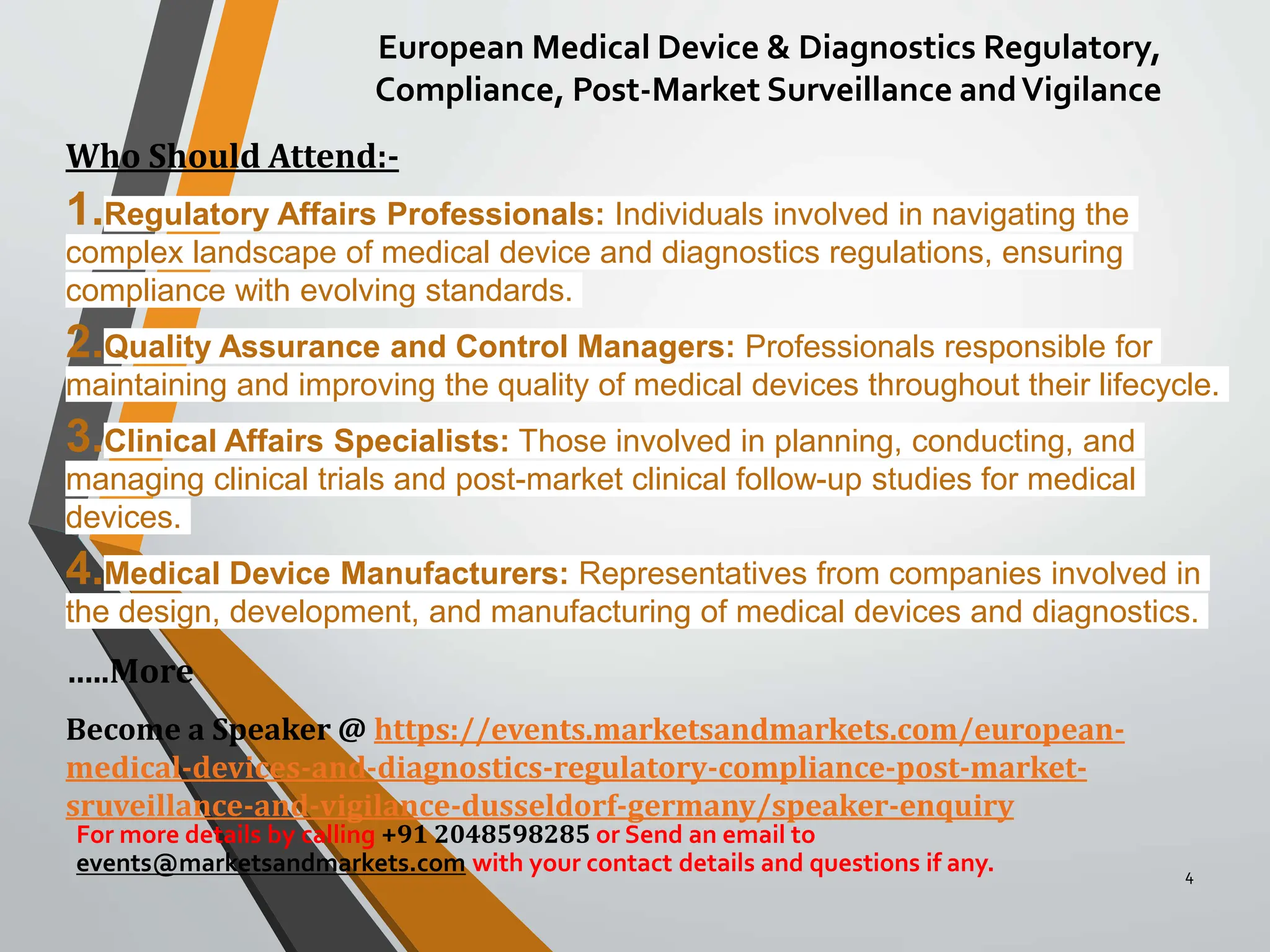 Medical Device & Diagnostics Regulatory, Compliance, Post-Market ...