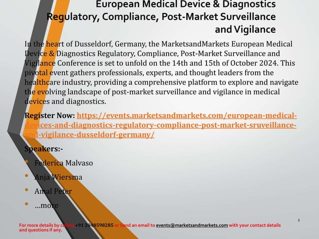 Medical Device & Diagnostics Regulatory, Compliance, Post-Market ...