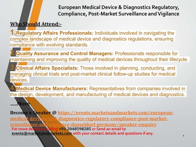 Medical Device & Diagnostics Regulatory, Compliance, Post-Market ...