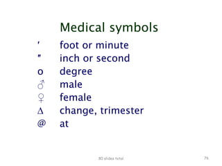 Medical Terminology Symbols