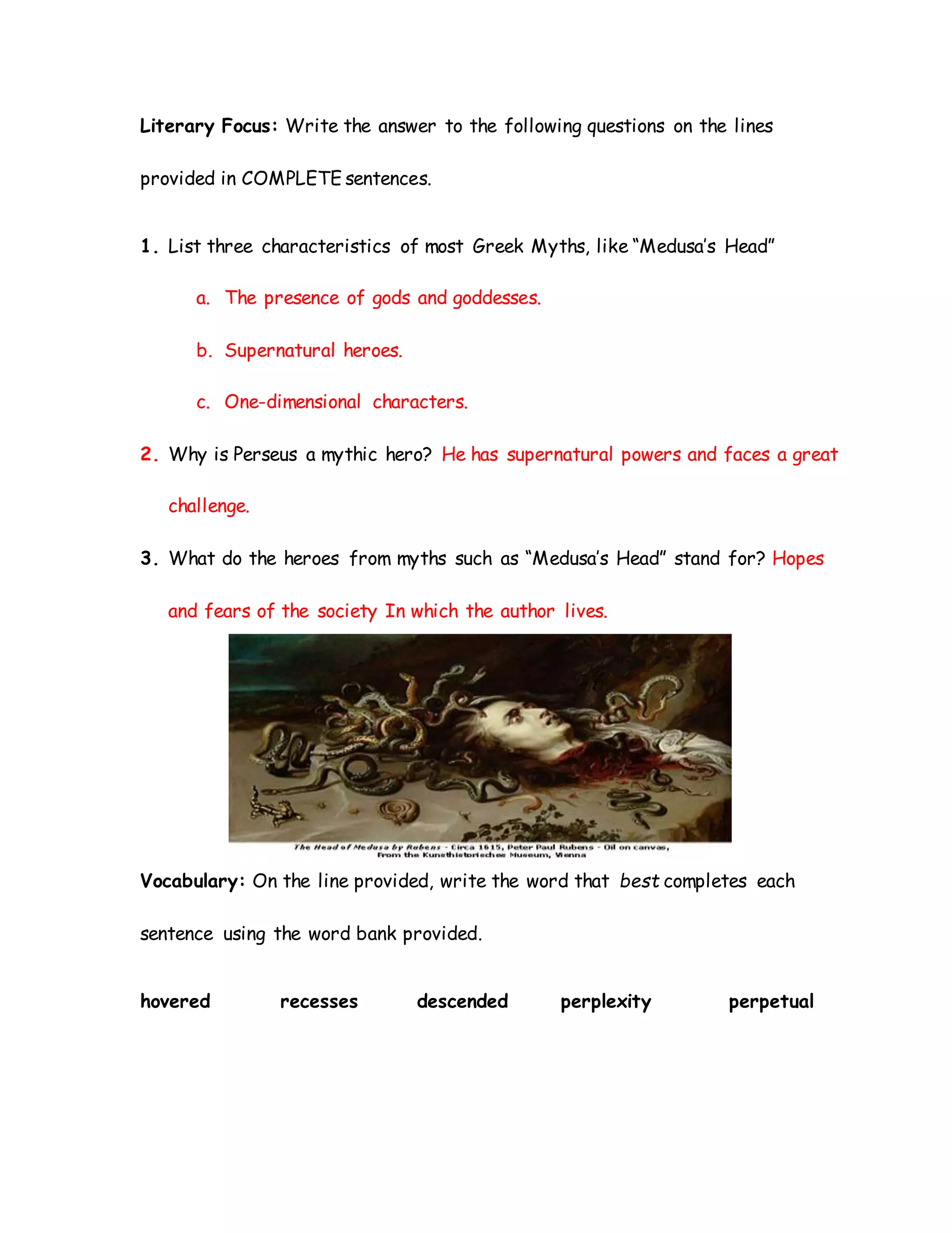 Medusa answers | DOCX