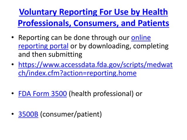 Medwatch and FAERS database | PPTX | Pharmaceutical Industry | Industries