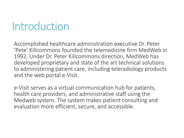 MedWeb e-Visit Platform Connects Patients to Care | PPT