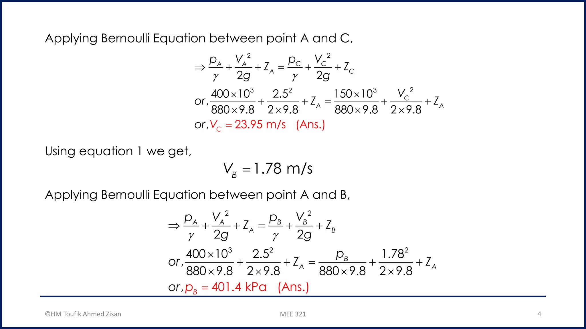 MEE321_Lecture07 on Bernoulli equation forming | PDF