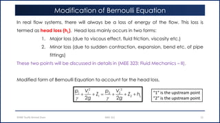 MEE321_Lecture07 on Bernoulli equation forming | PDF