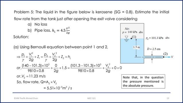 MEE321_Lecture07 on Bernoulli equation forming | PDF