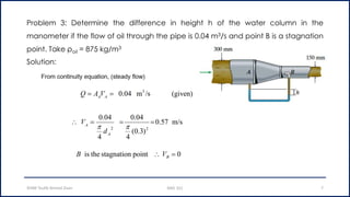 MEE321_Lecture07 on Bernoulli equation forming | PDF