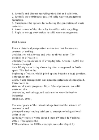 MEE 5901, Advanced Solid Waste Management 1 UNIT II S.docx