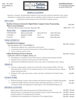Nathan Meeker Resume | PDF